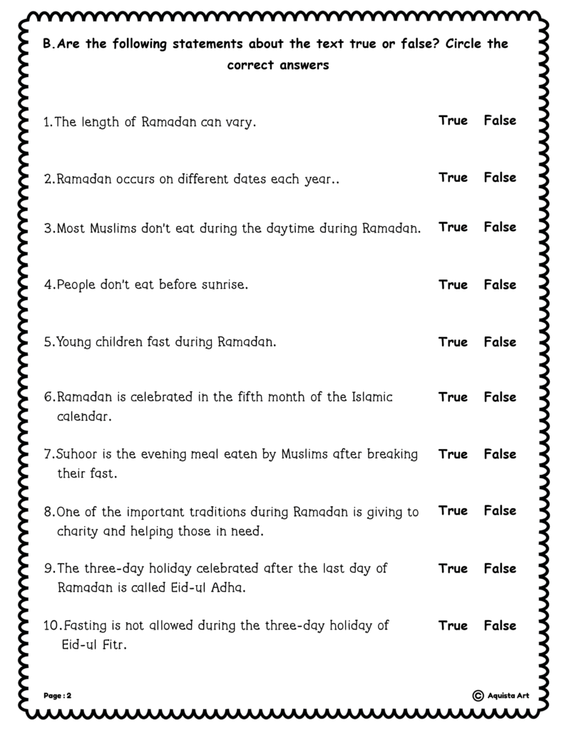 Ramadan Reading Comprehension Worksheets | Made By Teachers
