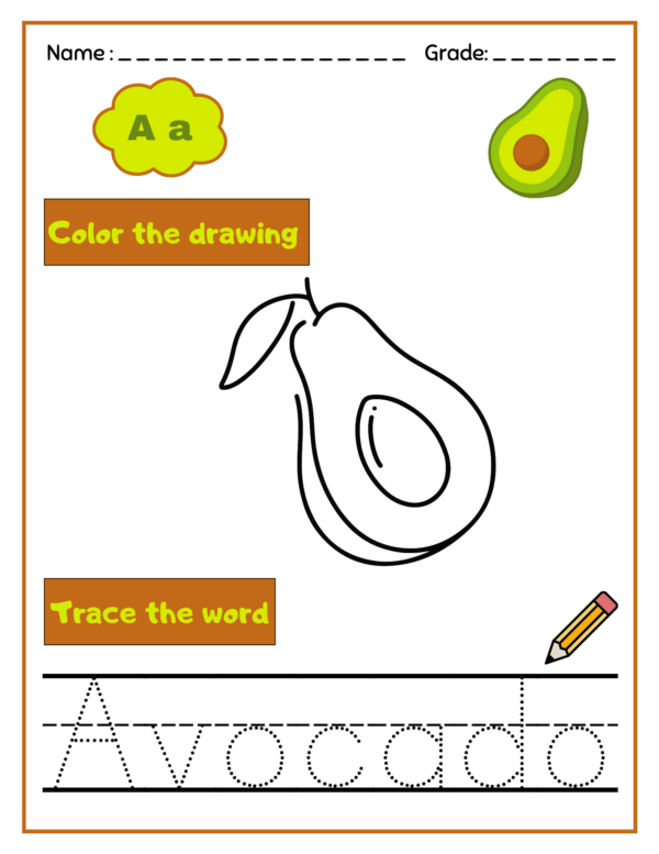 Fruits and Vegetables Coloring and Tracing Pages from A to Z | Made By ...
