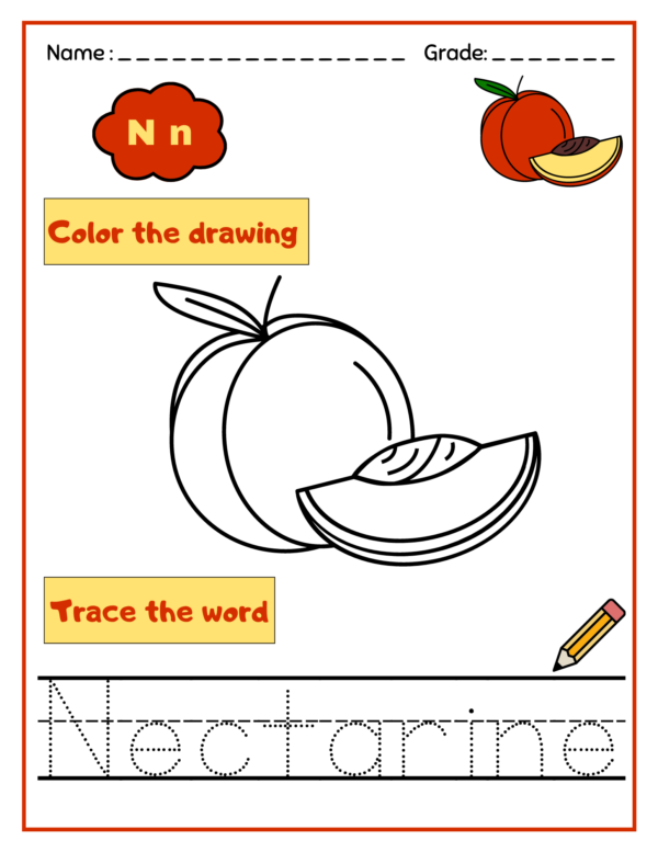 Fruits and Vegetables Coloring and Tracing Pages from A to Z | Made By ...