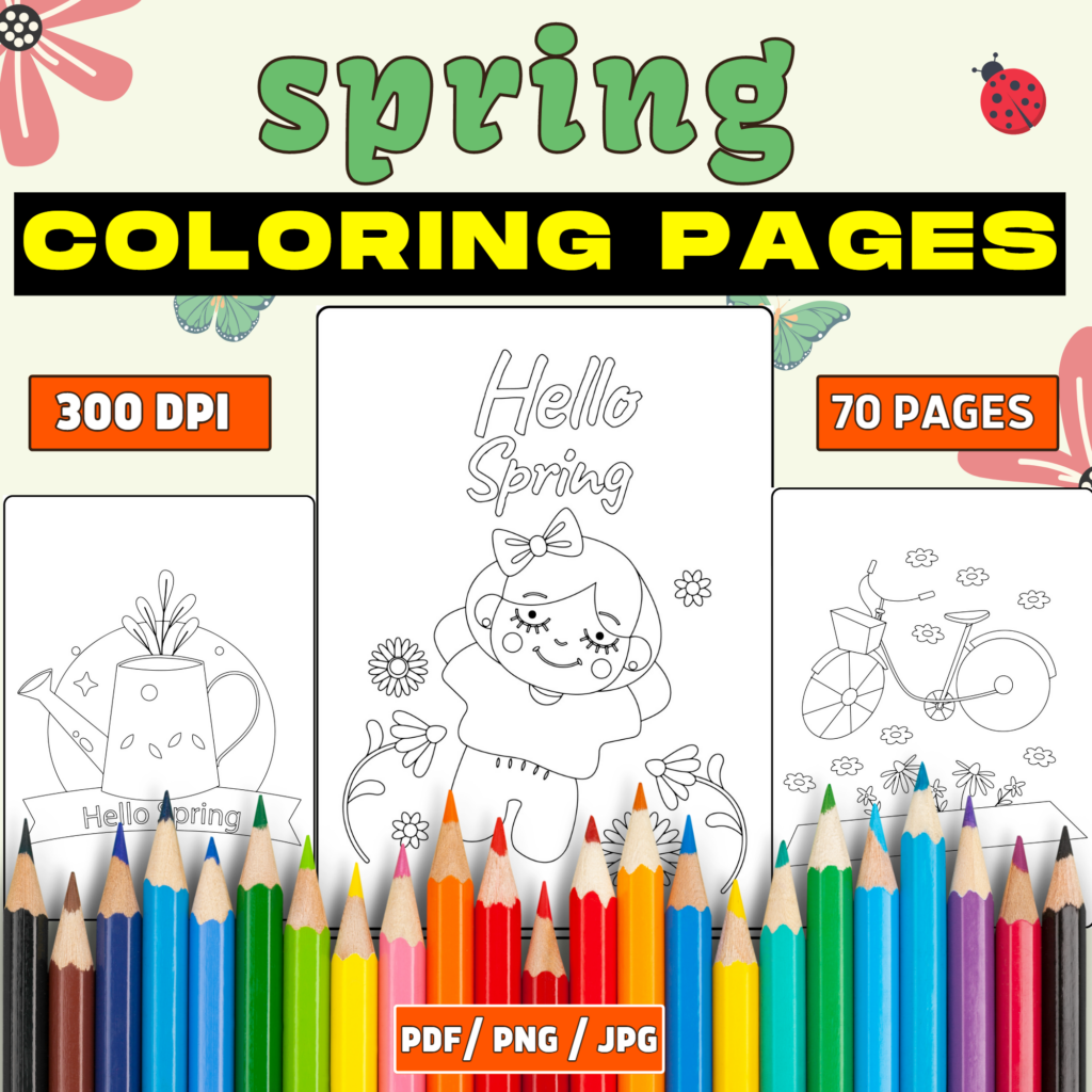 Spring Coloring Pages bundle: Fun & Engaging Designs for Spring Break ...