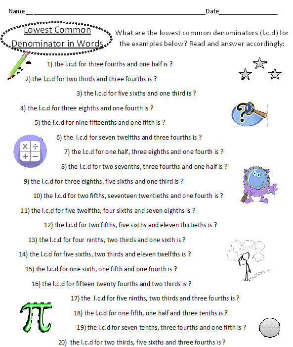 Lowest Common Denominators (20 Examples Written Out) | Made By Teachers