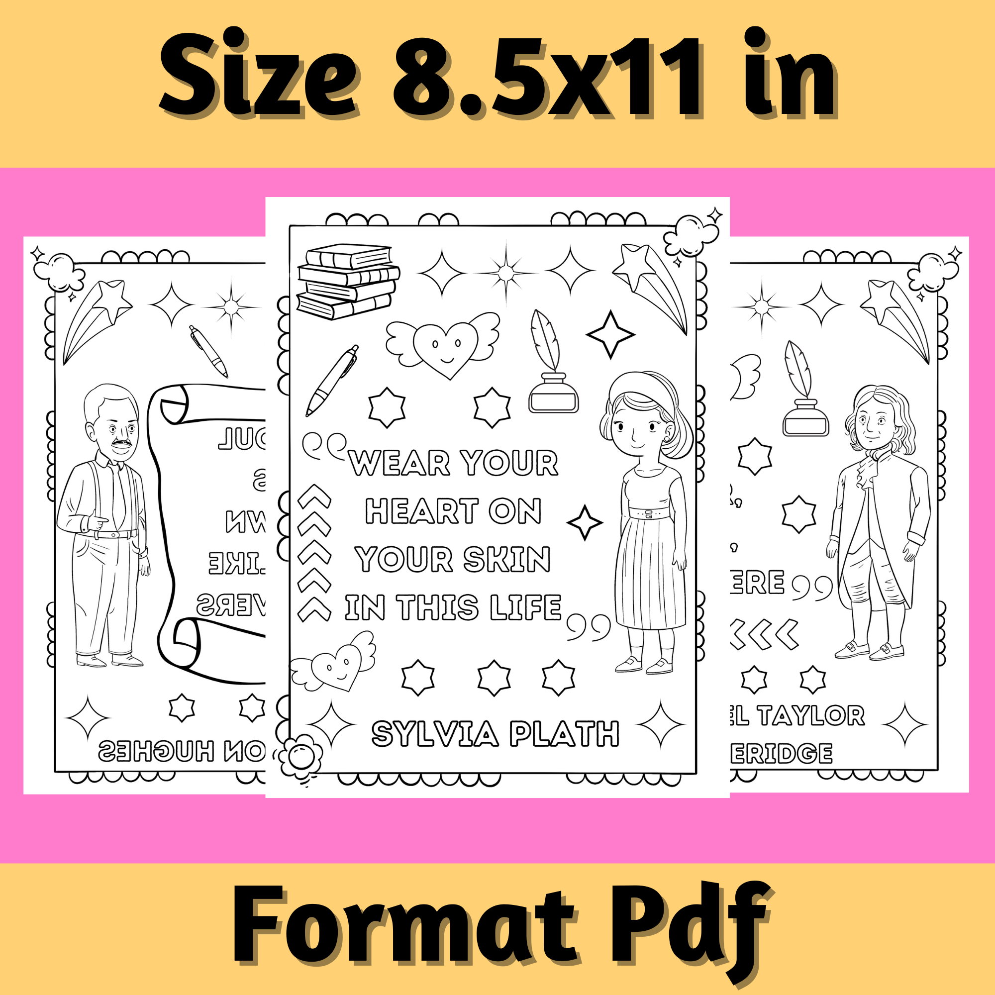 Famous Poets Coloring Pages | April National Poetry Month Coloring ...