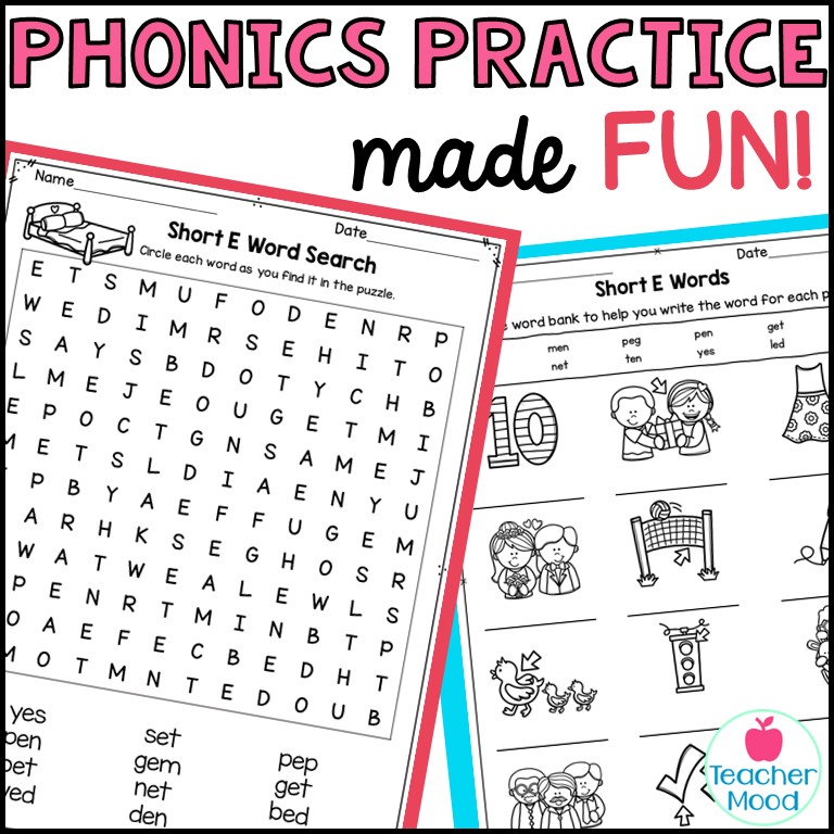 Short E CVC Phonics Worksheets | Kindergarten Word Work | Made By Teachers