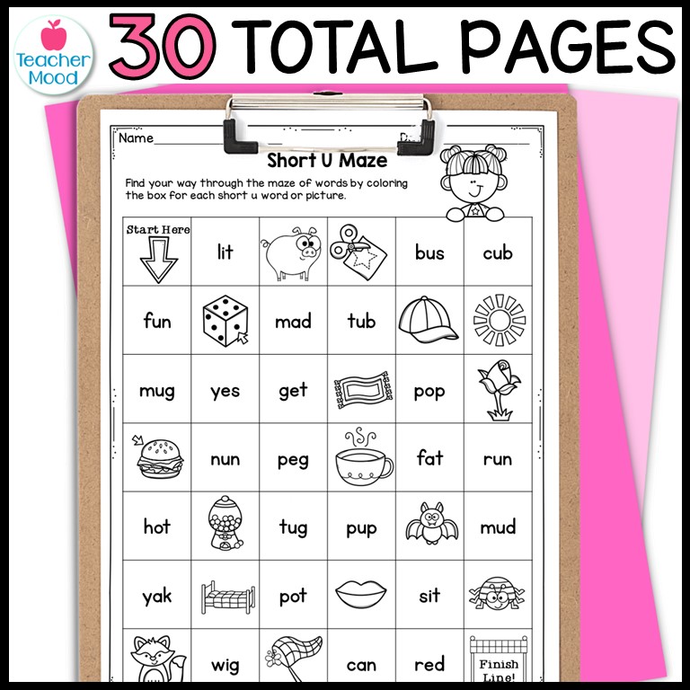 Short U CVC Phonics Worksheets | Kindergarten Word Work | Made By Teachers