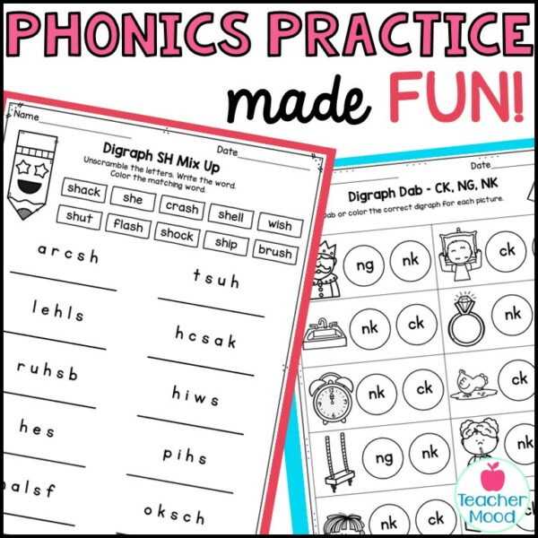 Consonant Digraphs Phonics Worksheets | 1st Grade Word Work | Made By ...