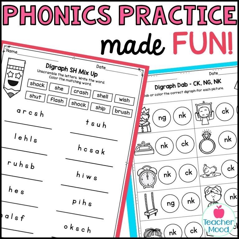 Consonant Digraphs Phonics Worksheets | 1st Grade Word Work | Made By ...