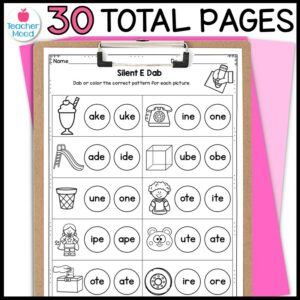 Long Vowel Silent E Phonics Worksheets | 1st Grade Word Work | Made By ...