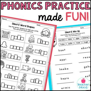 Long Vowel Silent E Phonics Worksheets | 1st Grade Word Work | Made By ...