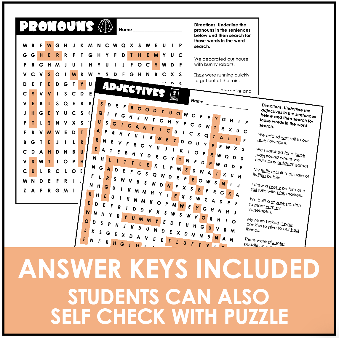 Spring Grammar Practice Word Searches - Parts of Speech Review ...