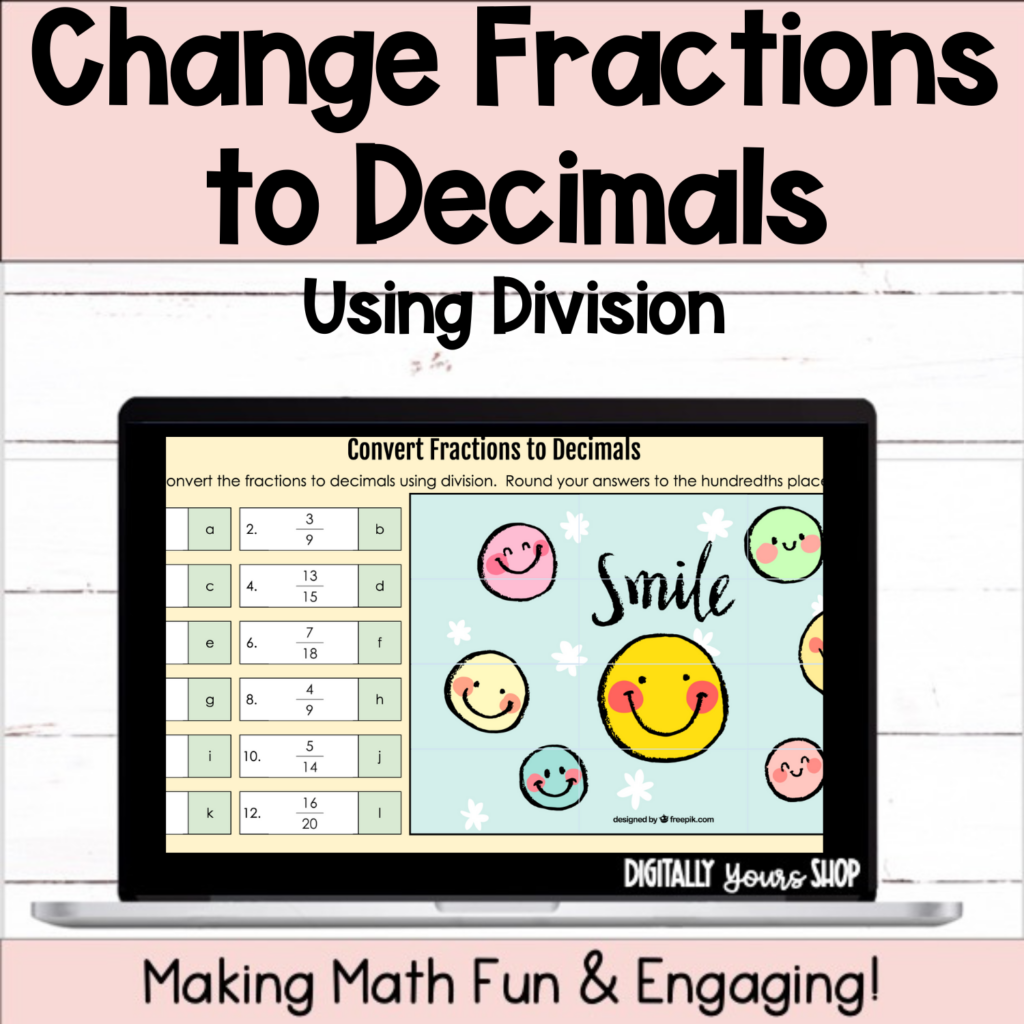 Change Fractions to Decimals - With Division - Self-Checking Digital ...
