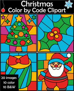 Christmas Color by Code Clipart | Made By Teachers