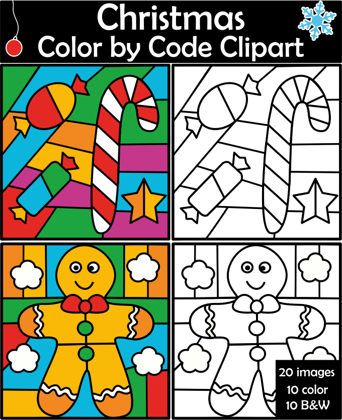 Christmas Color by Code Clipart | Made By Teachers