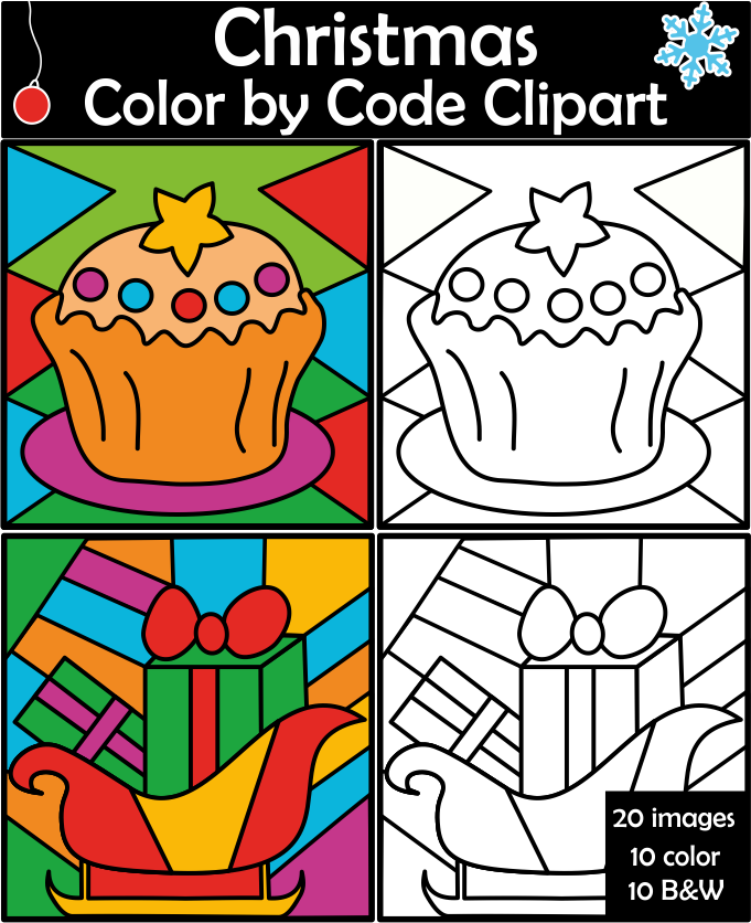 Christmas Color by Code Clipart | Made By Teachers