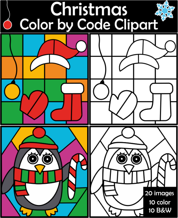 Christmas Color by Code Clipart - Made By Teachers