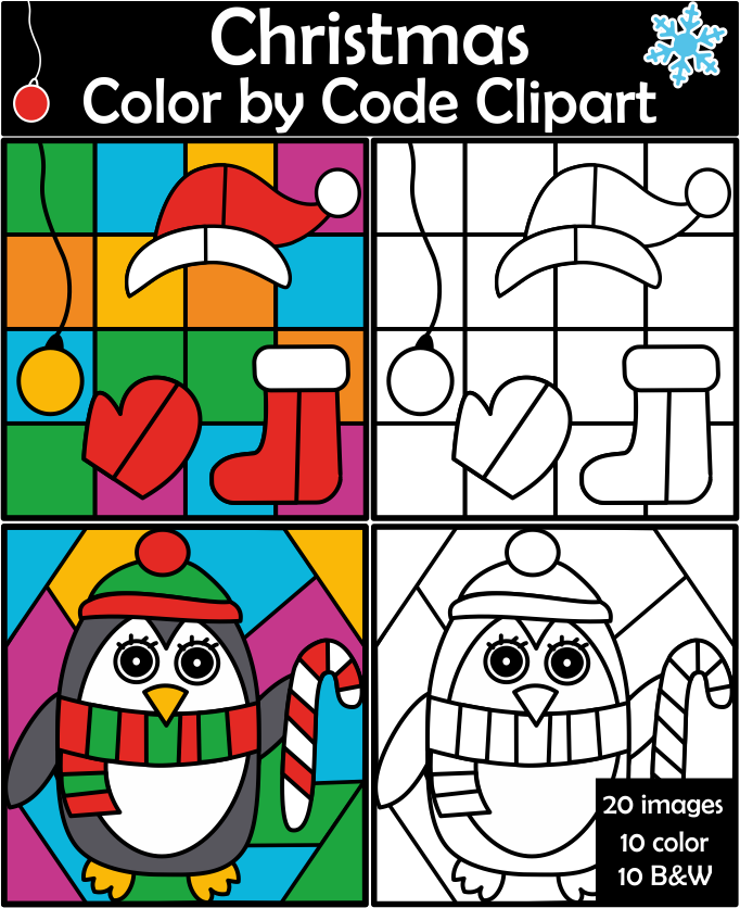 Christmas Color by Code Clipart | Made By Teachers
