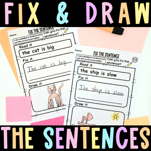 Writing Sentences Fix the Sentence Worksheets Kindergarten 1st Grade ...