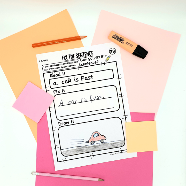 Writing Sentences Fix the Sentence Worksheets Kindergarten 1st Grade ...