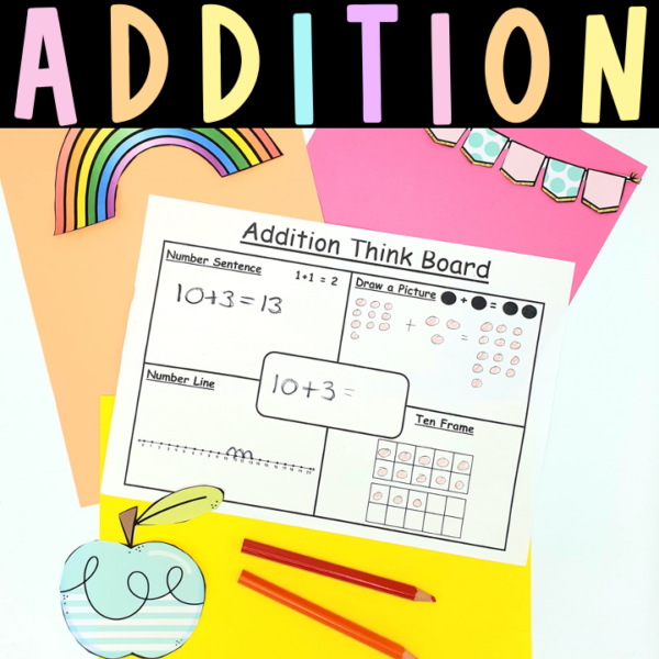 Addition with Ten Frames Think Board Strategy Mats Pre-K Kindergarten ...