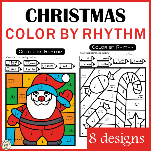 Christmas Music Coloring Sheets | Color by Rhythm | Color by Code ...