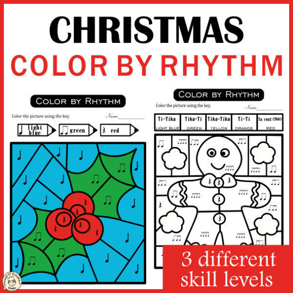 Christmas Music Coloring Sheets | Color by Rhythm | Color by Code ...