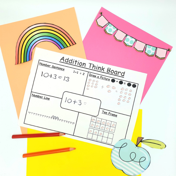 Addition with Ten Frames Think Board Strategy Mats Pre-K Kindergarten ...
