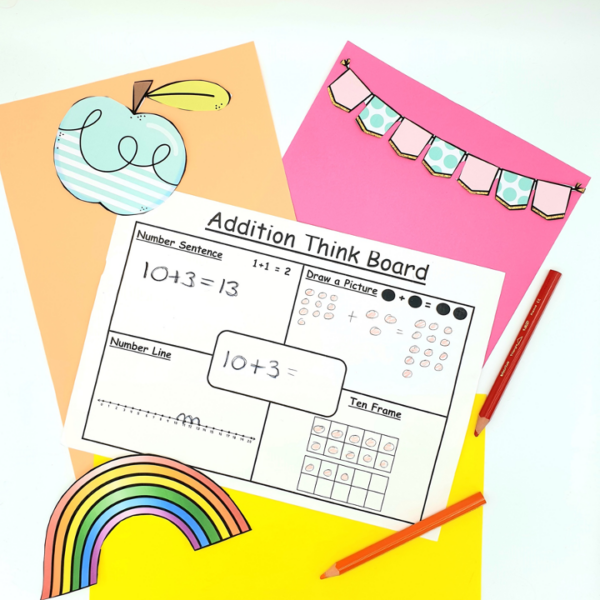Addition with Ten Frames Think Board Strategy Mats Pre-K Kindergarten ...