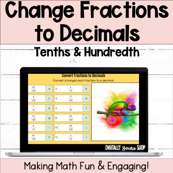 Change Fractions to Decimals - Tenths & Hundredths - Self-Checking ...