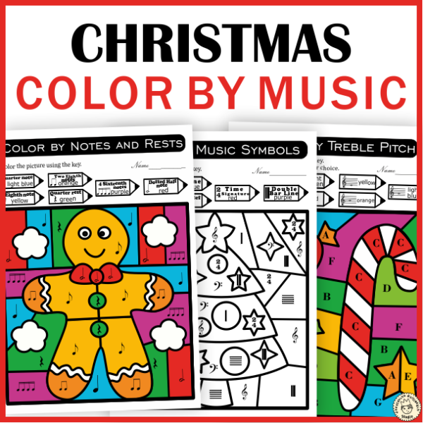 Christmas Music Coloring Sheets | Music Theory Color by Code | Made By ...