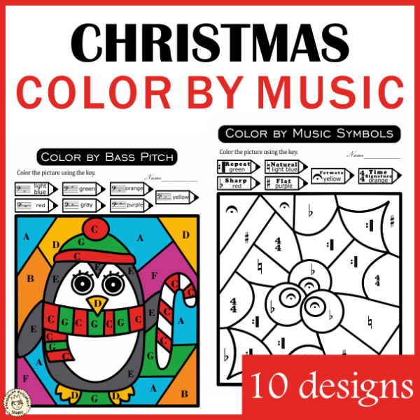 Christmas Music Coloring Sheets | Music Theory Color by Code | Made By ...