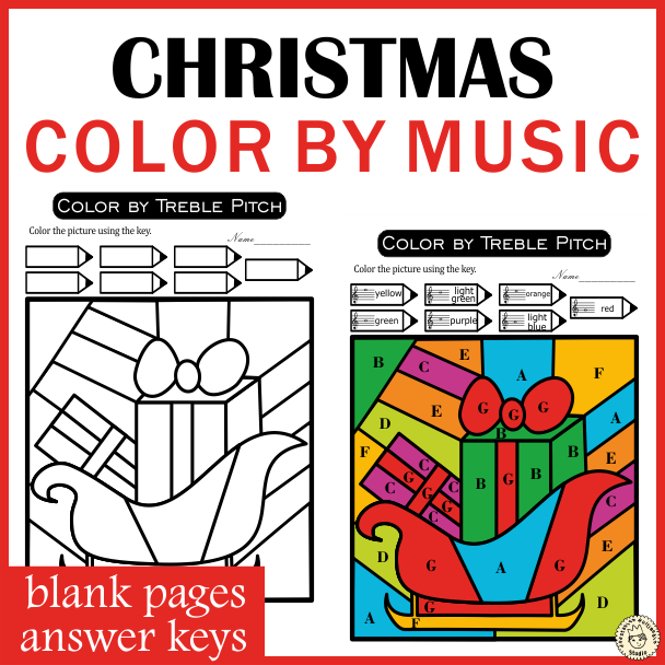 Christmas Music Coloring Sheets | Music Theory Color by Code | Made By ...