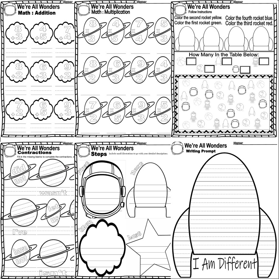 We’re All Wonders Book Companion Reading Comprehension Worksheets ...