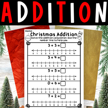 Christmas Addition with a Number Line Worksheets Kindergarten 1st Grade ...