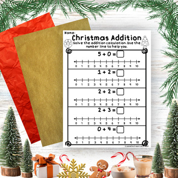 Christmas Addition with a Number Line Worksheets Kindergarten 1st Grade ...
