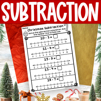 Christmas Subtraction with a Number Line Worksheets Kindergarten 1st ...
