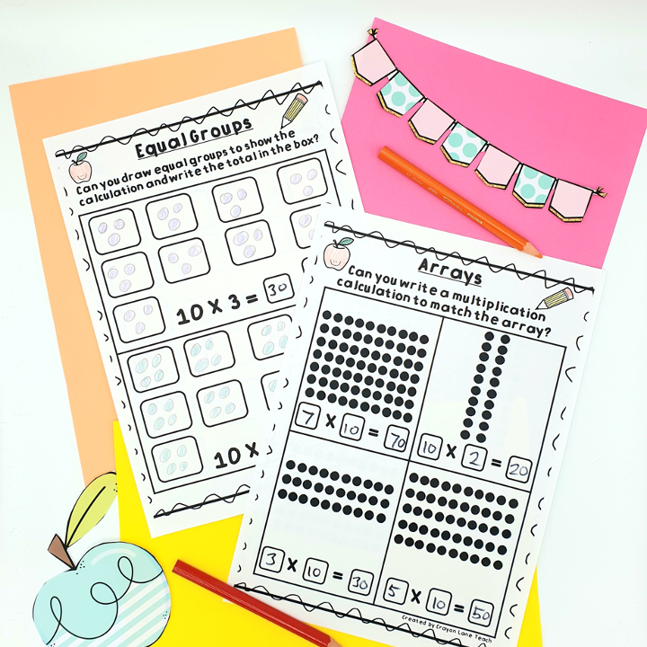 Multiplication Multiply by 10 Arrays, equal groups, counting in 10s 1st ...