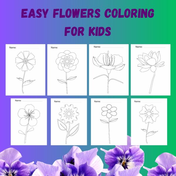 Simple and Easy Flowers Coloring Sheets For Toddlers Spring Activity ...