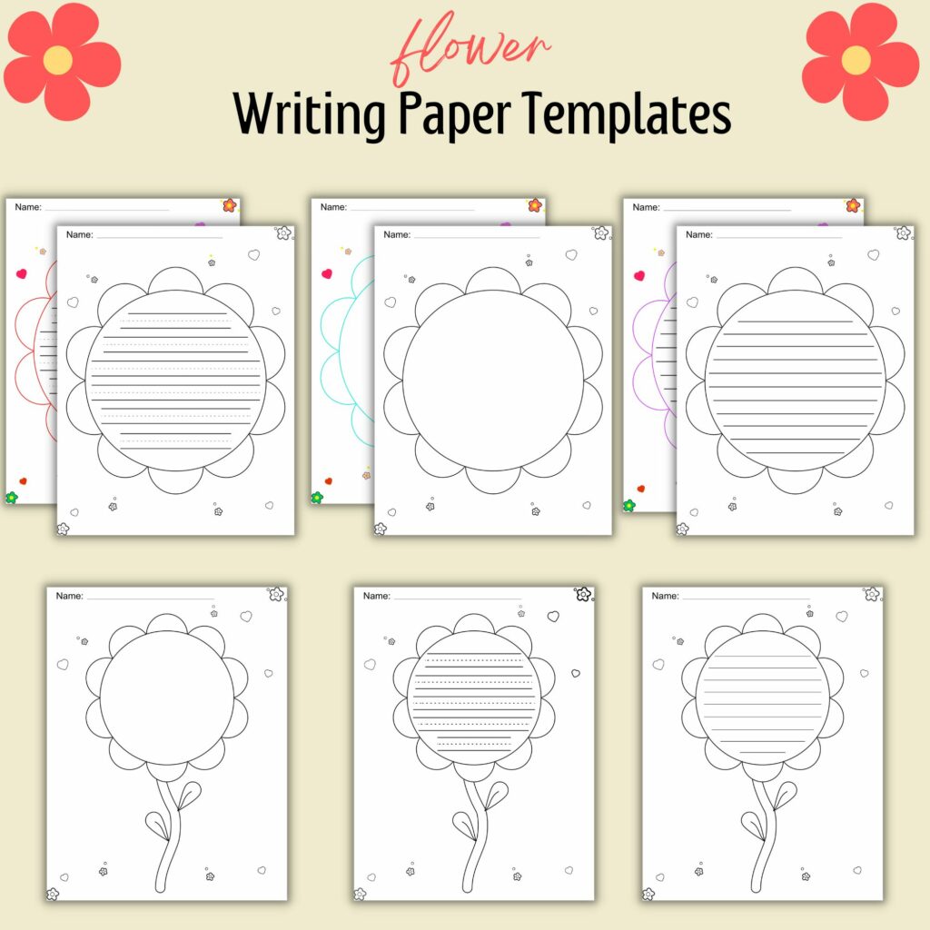 Spring Flower Writing Paper Templates Blank, Lined and Handwriting ...