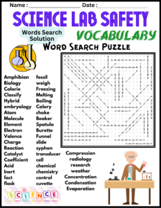 SCIENCE LAB SAFETY VOCABULARY Word Search Puzzle Worksheet Activity ...
