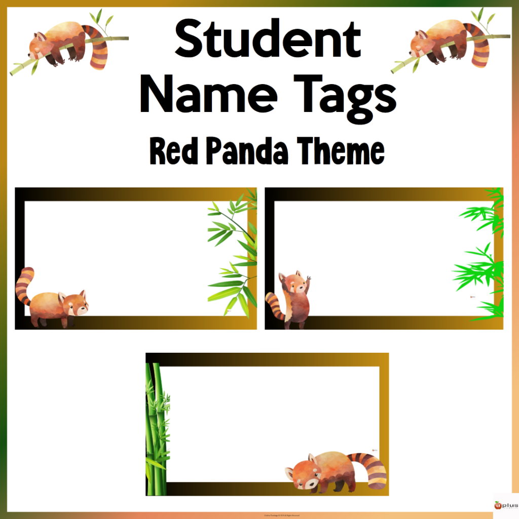 Red Panda Theme Student and Desk Name Tags Editable Bundle | Made By ...