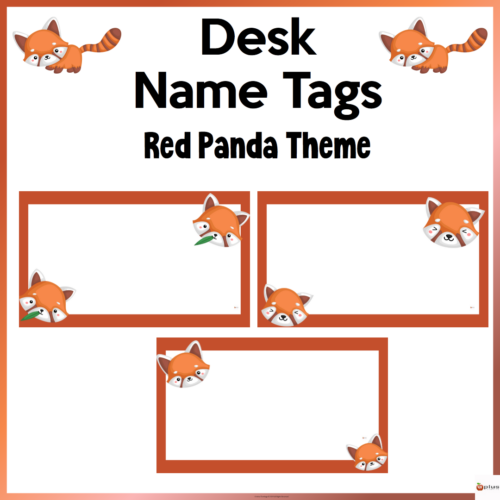 Red Panda Theme Desk Name Tags Editable | Made By Teachers