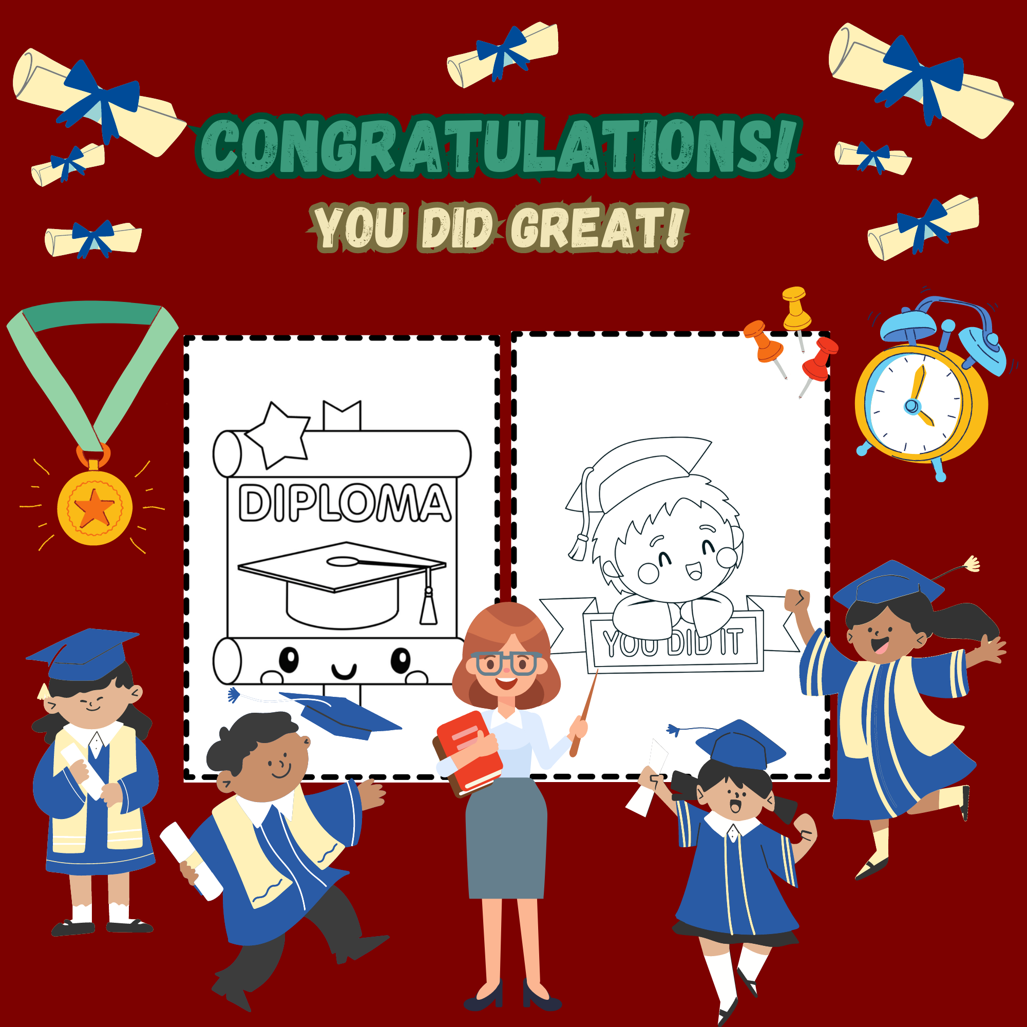 Graduation Kids Coloring Pages End Of The Year School Made By Teachers