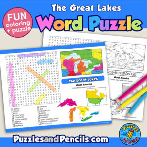 Great Lakes Word Search Puzzle Activity Page and Coloring | Wordsearch ...