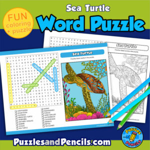 Sea Turtle Word Search Puzzle Activity Page and Coloring | Wordsearch ...