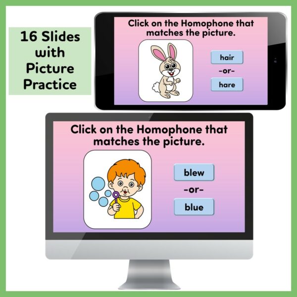 Homophones Google Slides Interactive Presentation Lesson | Made By Teachers
