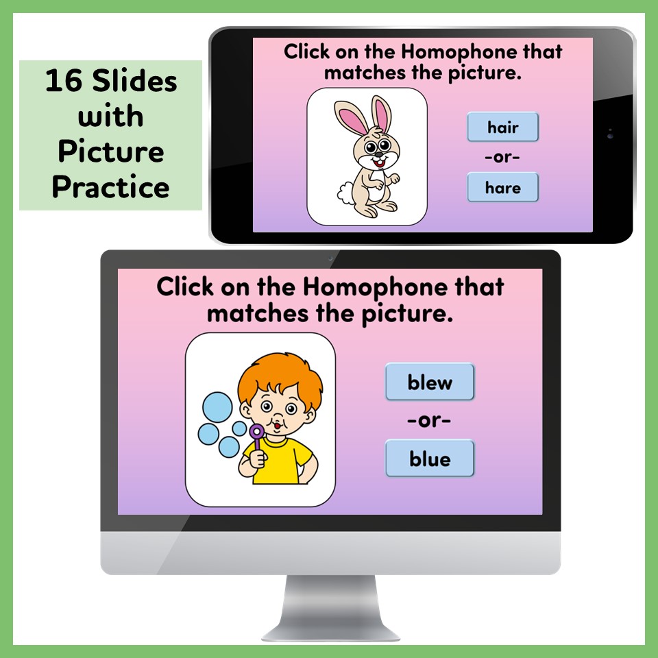 Homophones Google Slides Interactive Presentation Lesson | Made By Teachers