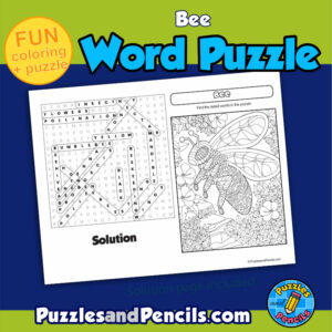 Bee Word Search Puzzle Activity Page and Coloring | Insect Wordsearch ...