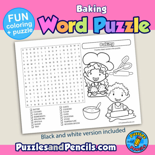 Baking Word Search Puzzle Activity Page and Coloring | Cooking ...