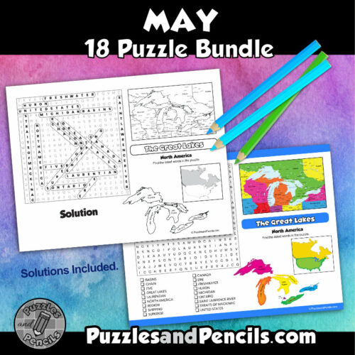 May Word Search Puzzle Activity BUNDLE | 18 Wordsearch Puzzles | Made ...