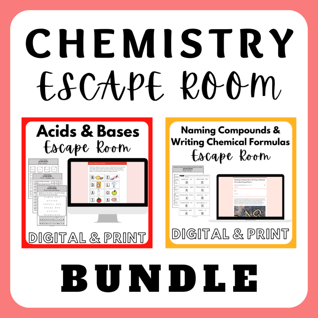 CHEMISTRY Alcohols, Carboxylic Acids & Esters Escape Room Activity ...