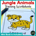 Jungle Animals Picture Tracing & Coloring Fine Motor Worksheets | Made ...